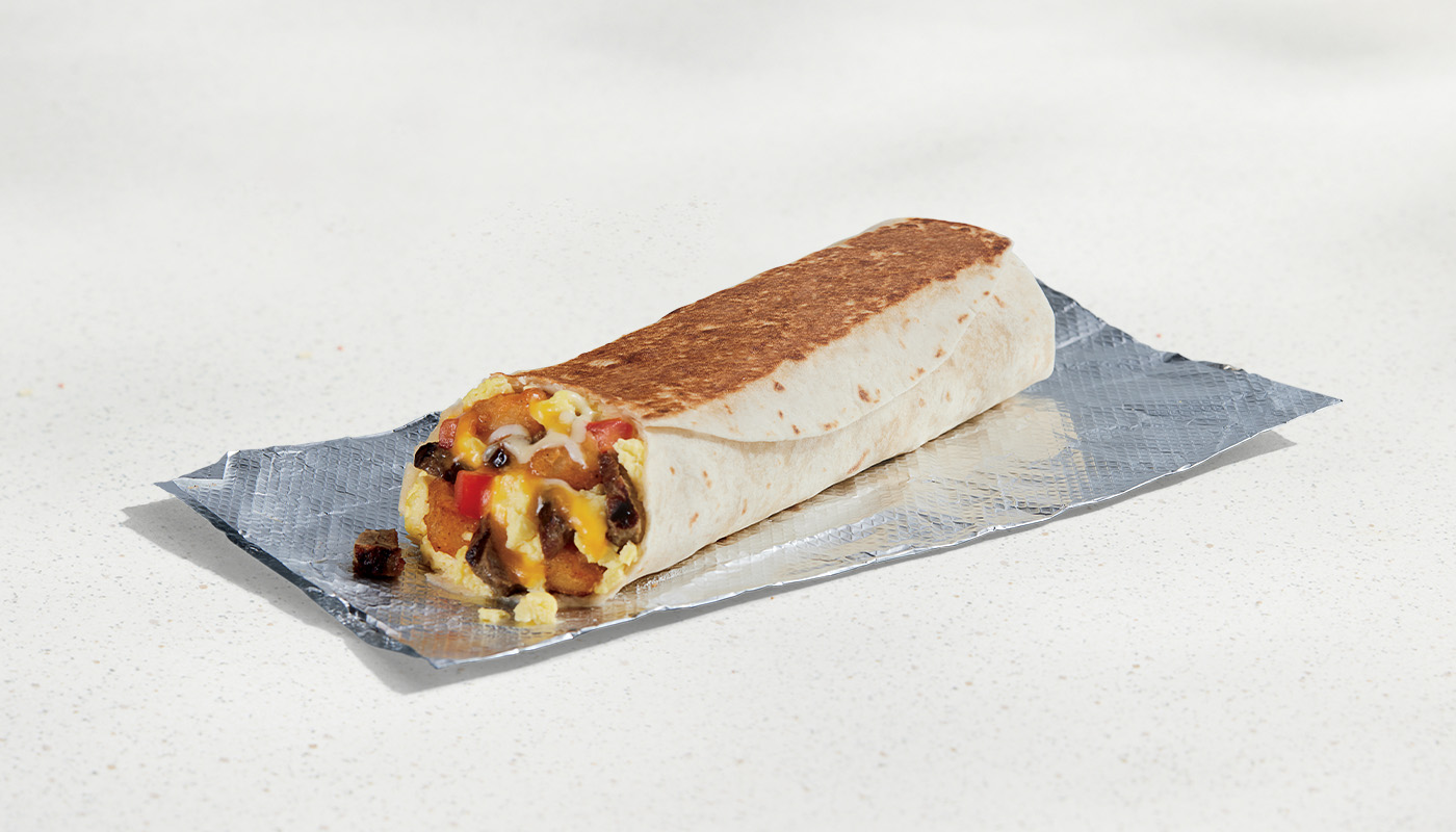 Grande Toasted Breakfast Burrito Steak | Taco Bell®